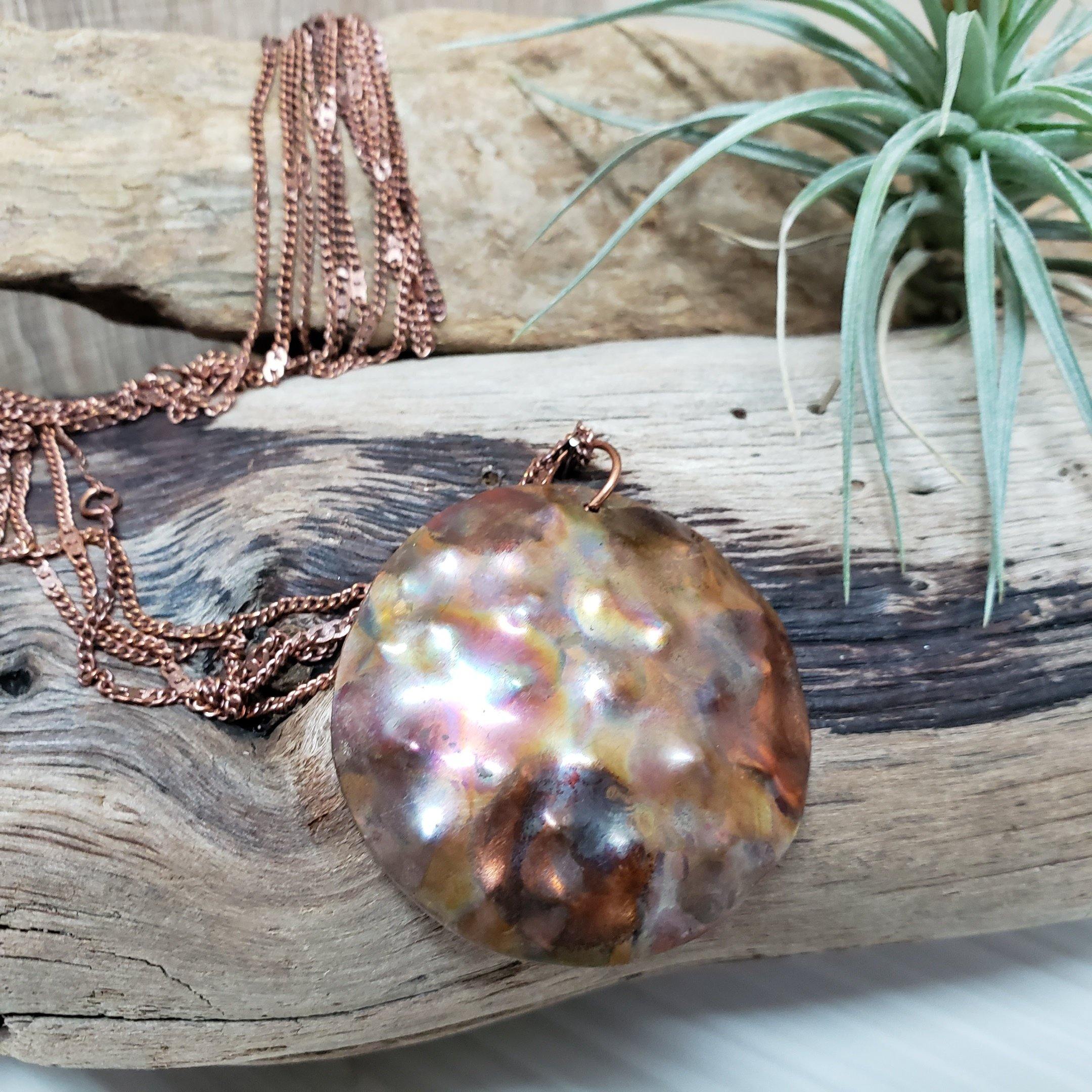 Copper dimple disc pendant – LB Designs